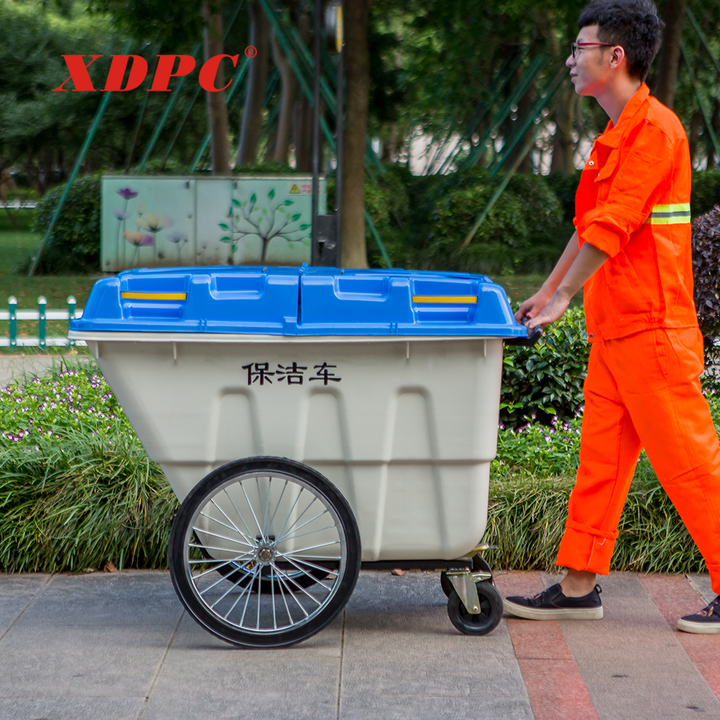 Large Plastic Outdoor Street Dustbin Park Rubbish Trolley Cart Waste ...