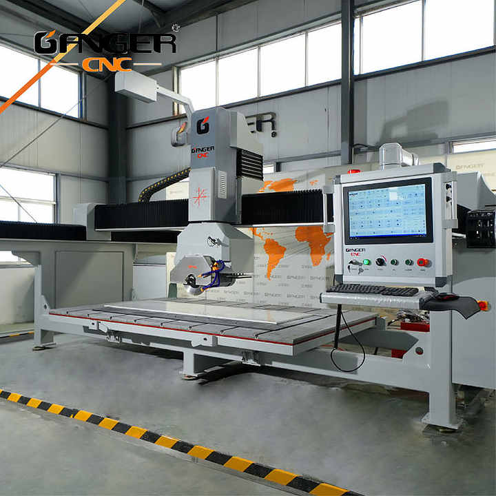 GANGER 3220DS CNC 5 axis bridge saw stone machinery marble quartz ...