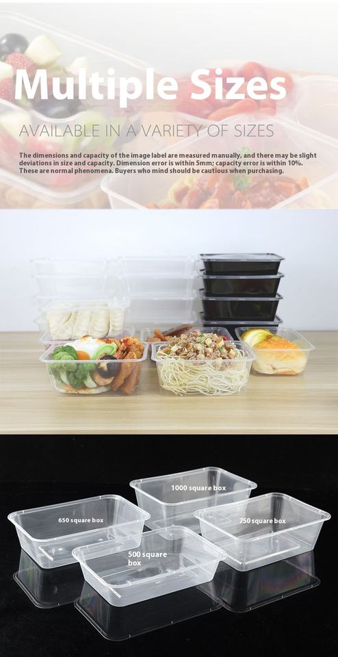 KKO Portable Double Lattice Transparent Food Grade PP Disposable Lunch ...