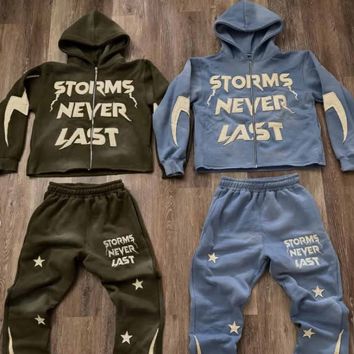 Boxy Fit 500 Gsm Custom Embroidered Tracksuit for Men