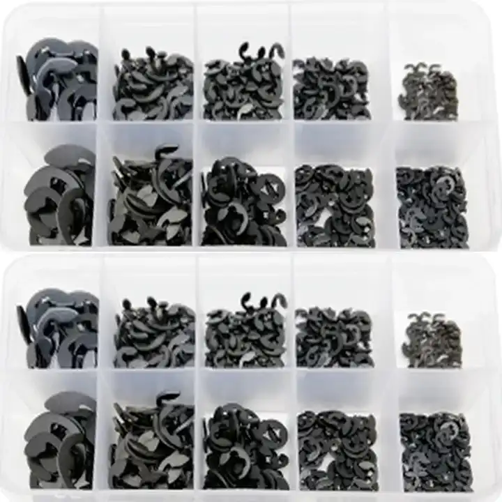 580pcs M1.5-M8 Black Carbon Steel Retaining Rings for Shaft