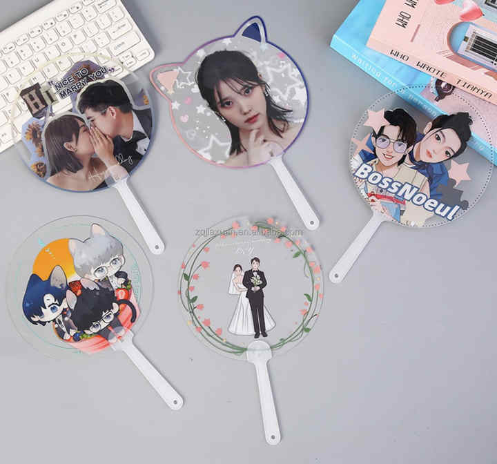 KPOP Clear Picket Hand Fans - Custom Photo Printed Fans