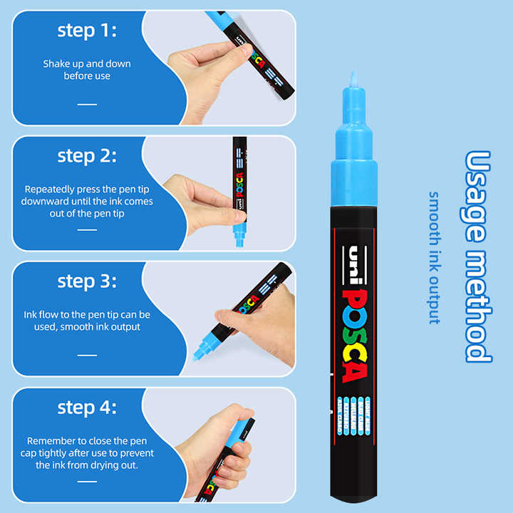 Artriink PC 5M Posca Markers - 16 Colors of Permanent Ink