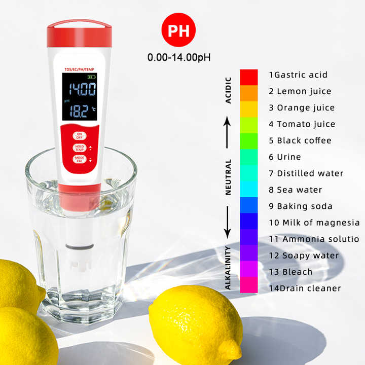 Hydroponics PPM PH Tester Digital PH/TDS/EC/Temp 4 in 1 Meter PH TDS 4 ...