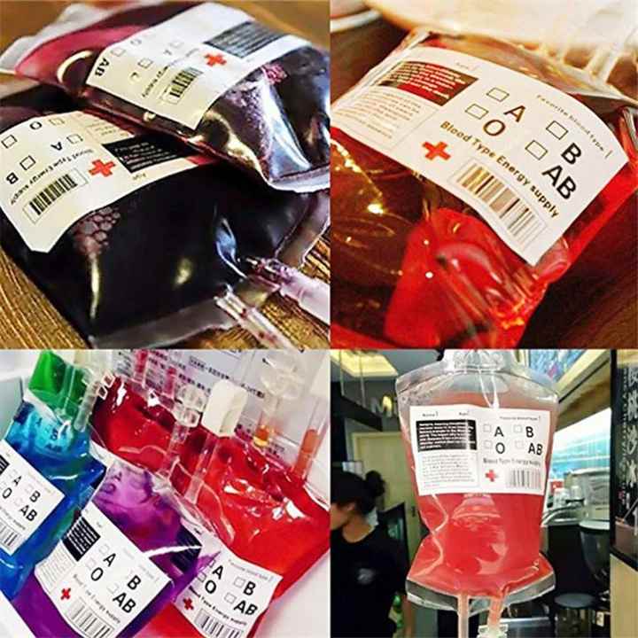 350Ml Transparent Clear Blood Bag Pvc Reusable Blood Energy Drink Bag ...