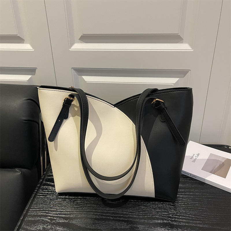 2026 Spring New Korean Style Colorblock Large Capacity Tote Bag Zipper ...