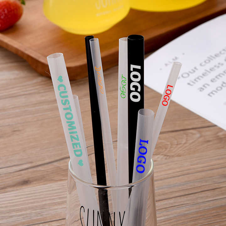 Customized Colors Logo Disposable Plastic Boba Straw Printing logo on ...
