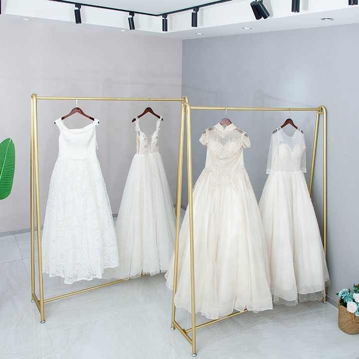 Heavy Duty Gold Wedding Dress Clothes Display Rack Stand