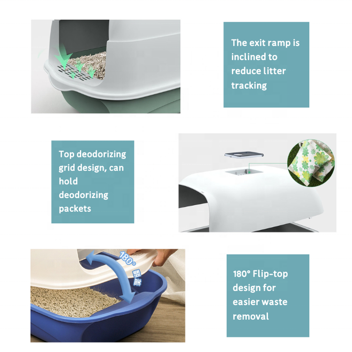 Plastic Black Cat Toilet Sandbox Large Full Closed Kitten Litter Box ...