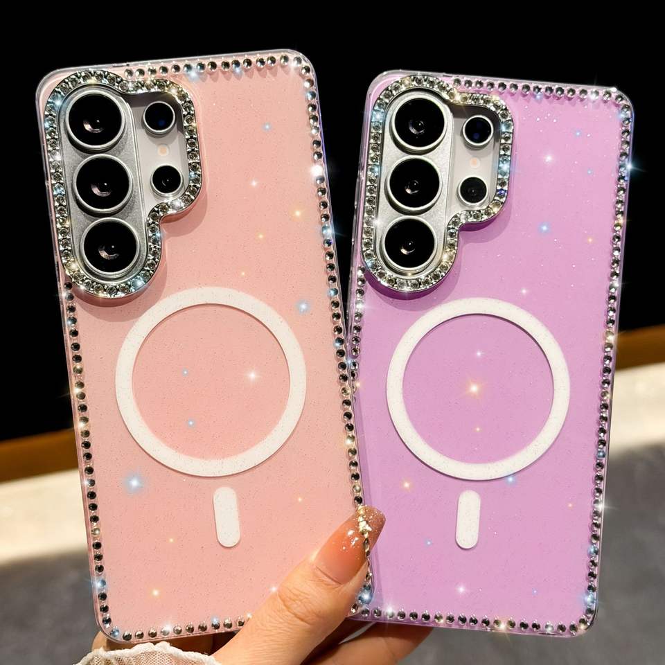 Bling Heart-shaped Star Glitter Transparent Magnetic Wireless Charging ...