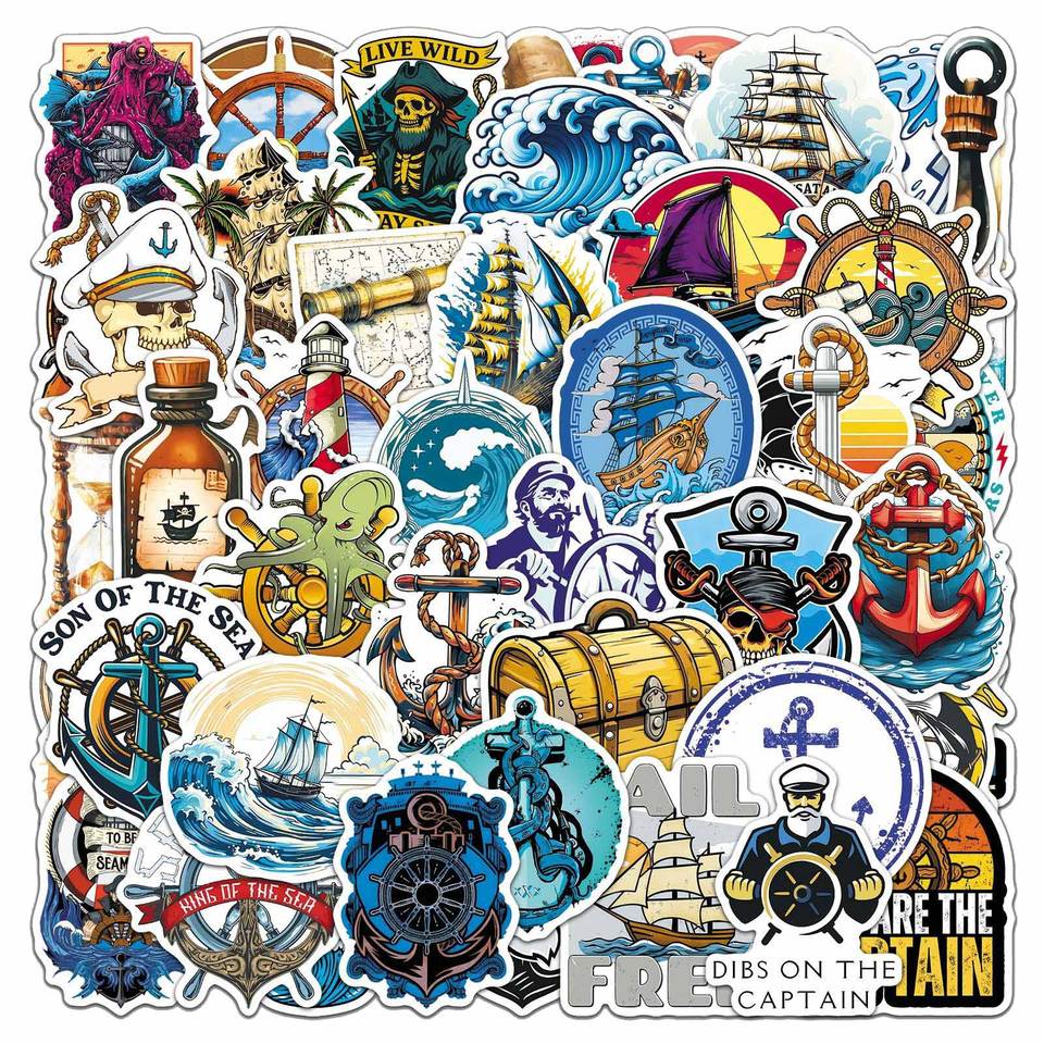 50Pcs Cartoon Navigation Adventure Graffiti Stickers for Luggage Decor ...