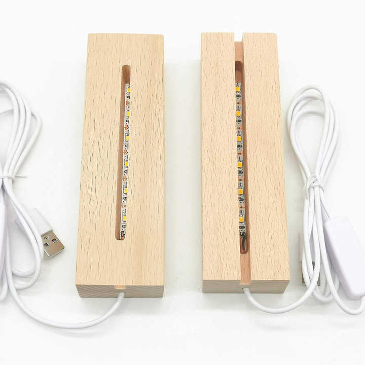 Wooden Table Lamp Base Table Light Lamp Diy 3d Led Night Lamp Wood Led ...