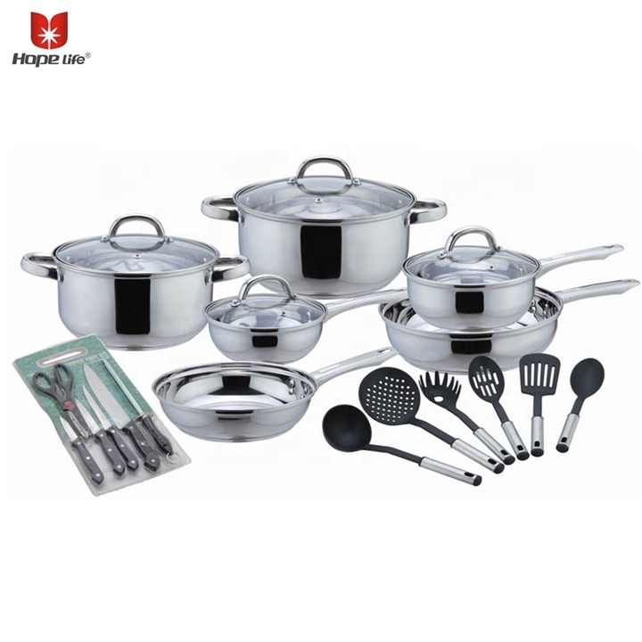23 PCS palm restaurant stainless steel cookware pot set with kitchen ...