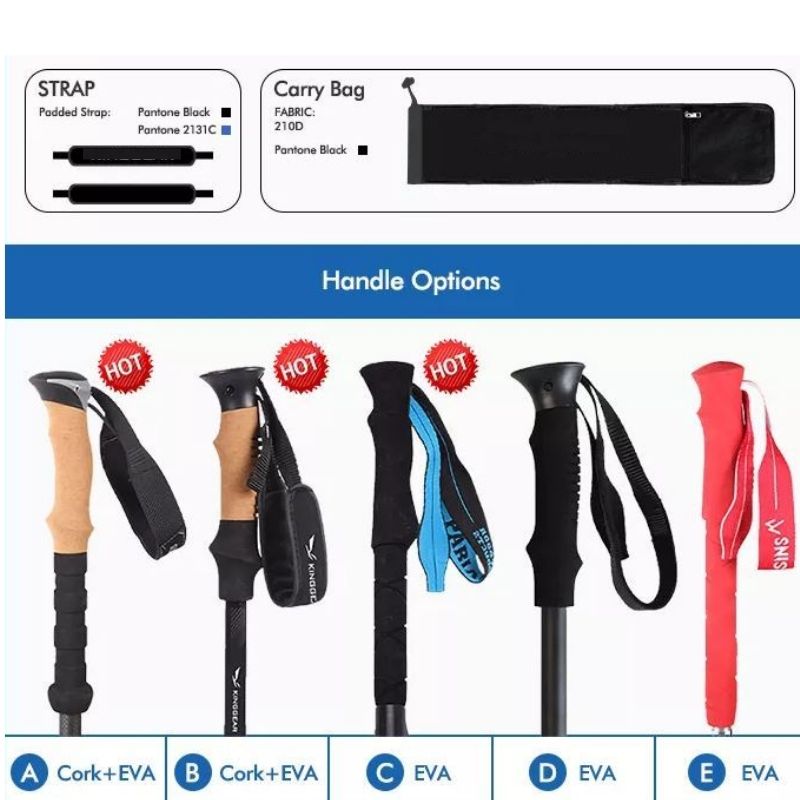 Collapsible Aluminum Trekking Poles with Cork Handle for Hiking Outdoor ...