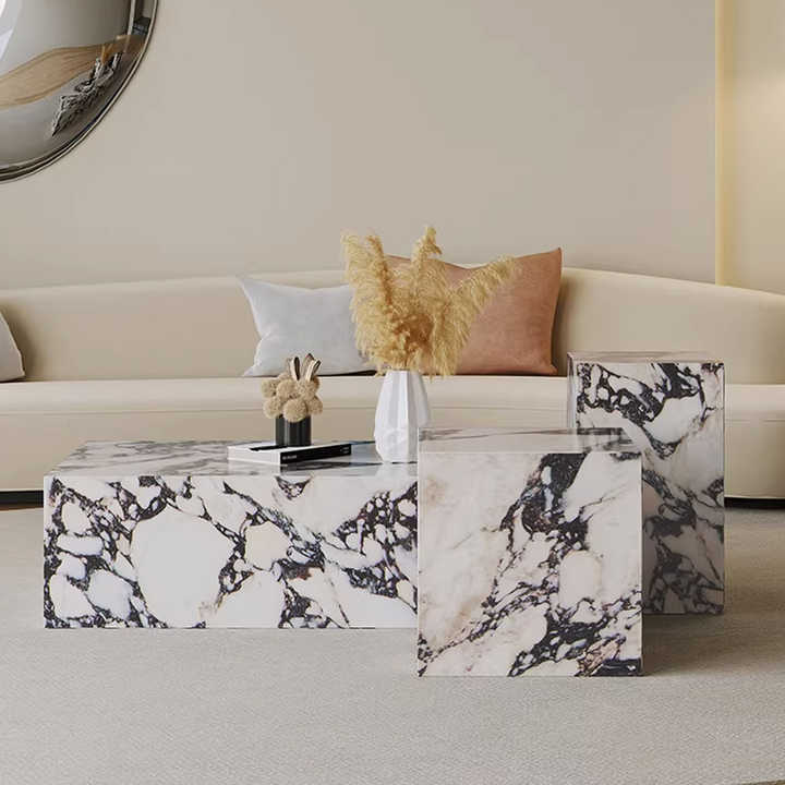 AOMISI CASA Luxury Rectangle Natural Marble Plinth Table Marble Coffee ...