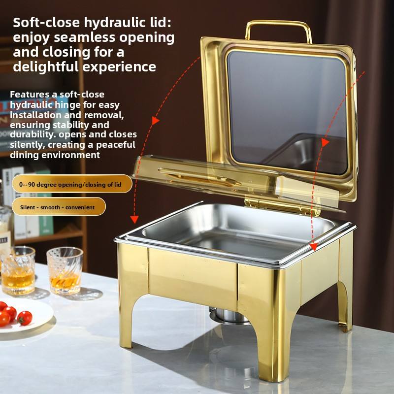 OULU Golden Stainless Steel Hotel Buffet Stove Display Plate Breakfast ...