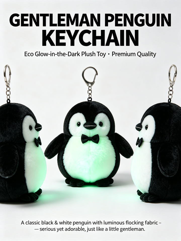 Eco Fluorescent-Free Luminous Penguin Plush Keyring Safe Mini Stuffed ...