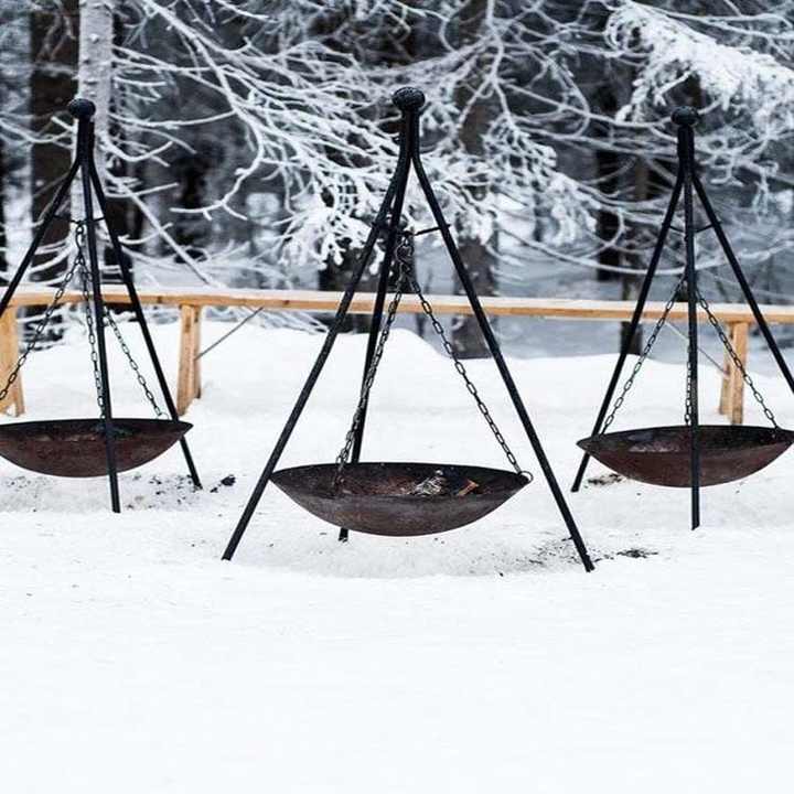 Custom Steel Fire Pit - Large Hanging Cauldron Fire Bowl