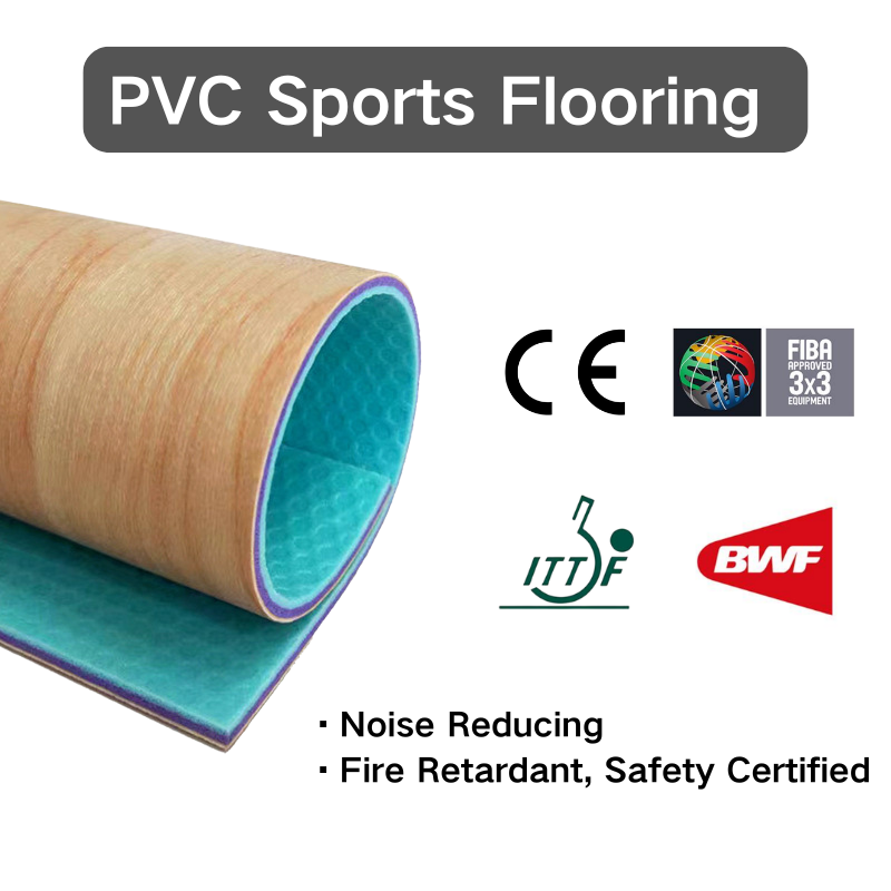 PVC Sport Flooring for Basketball Courts-Commercial Indoor Heavy Duty ...