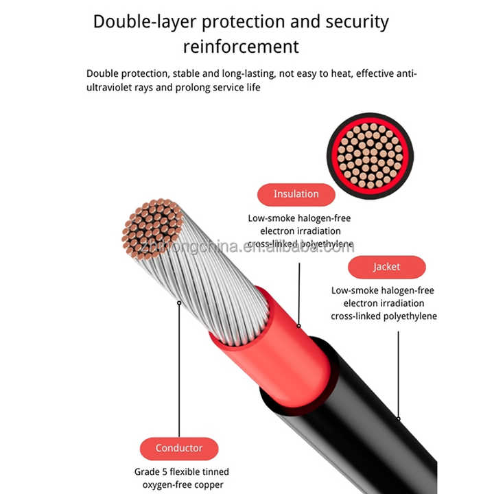 4mm2 6mm2 10mm2 16mm2 H1z2z2-k 1500V Tinned Copper Dc Pv Photovoltaic Solar Wire Cable for Solar ...