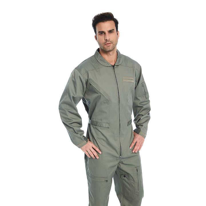 Mens Fire Resistant Flight pilot Coveralls Long Sleeve Flying Suit Work ...