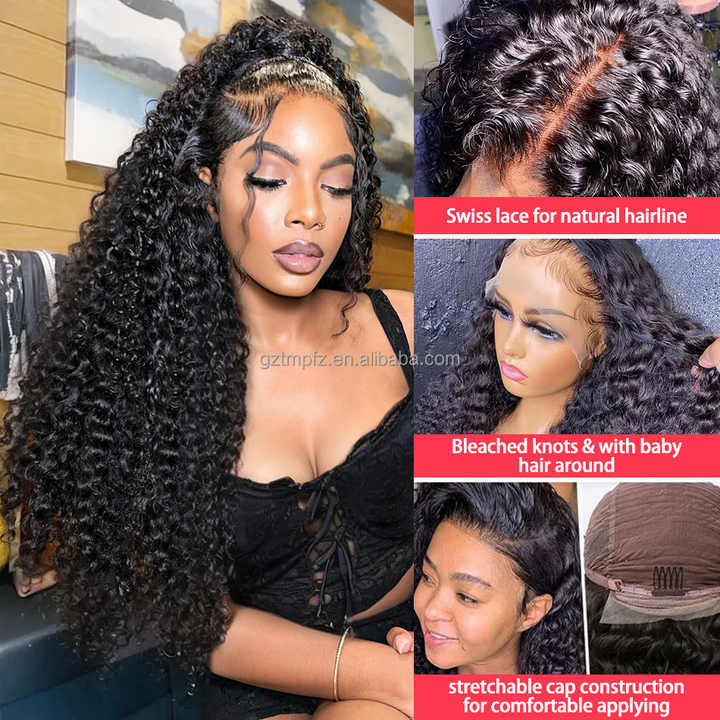 100% Genuine Human Hair 13x6 High-definition Deep Wave Lace Front Wig ...