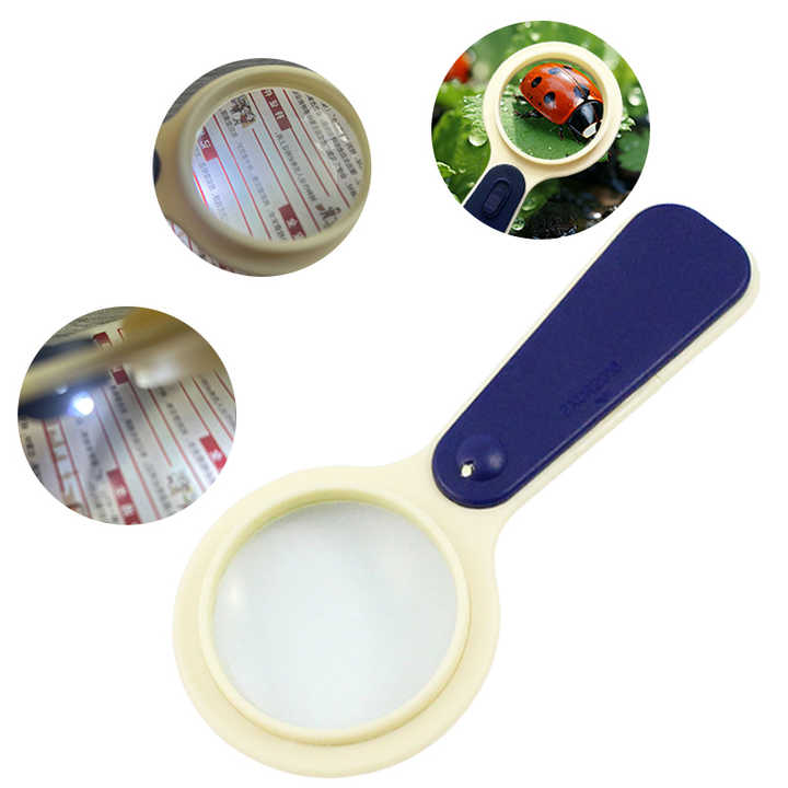 1 LED Light 10X Handheld Reading Compact Magnifier with Mini Compass ...