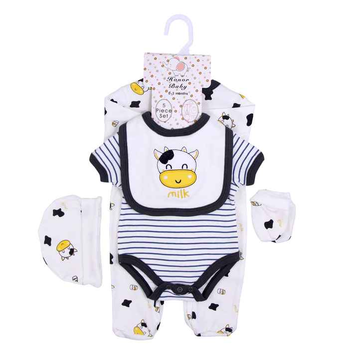 5 Pcs Newborn Baby Clothes Set - Summer Romper Jumpsuits