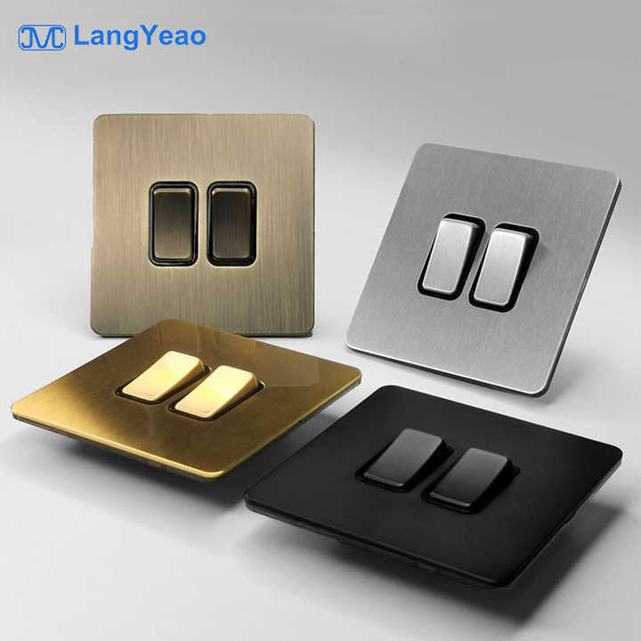 LangYeao Retro Stainless Steel Push Button Wall Switch Vintage Metal 1 ...