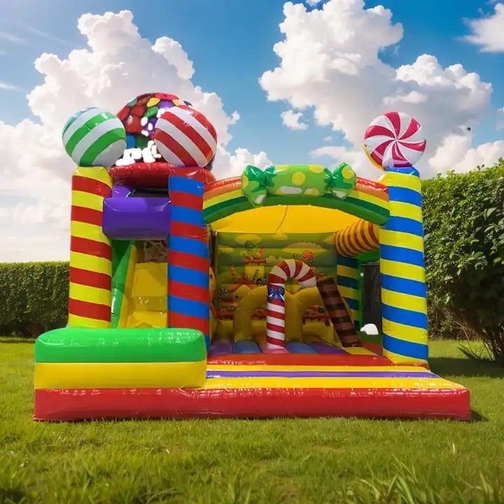 Colorful Candy Inflatable Bounce Castle Slide Combo Kids Inflatable ...