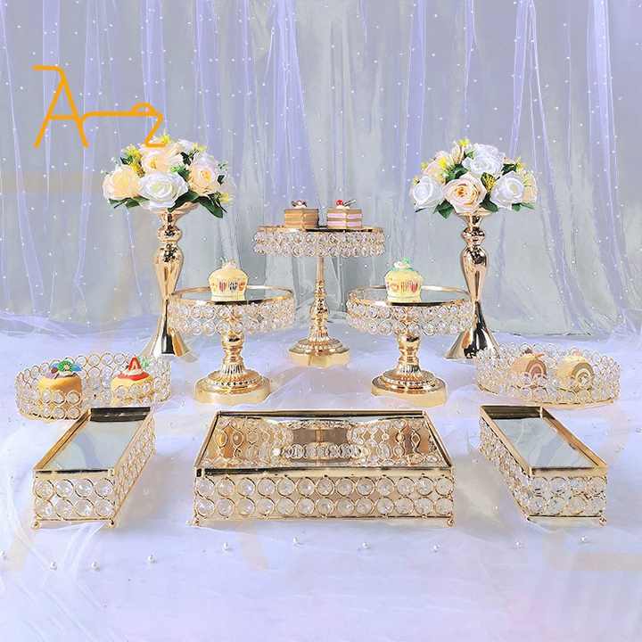Luxury golden storage rack dessert cakes stands 3 tier metal cake stand ...