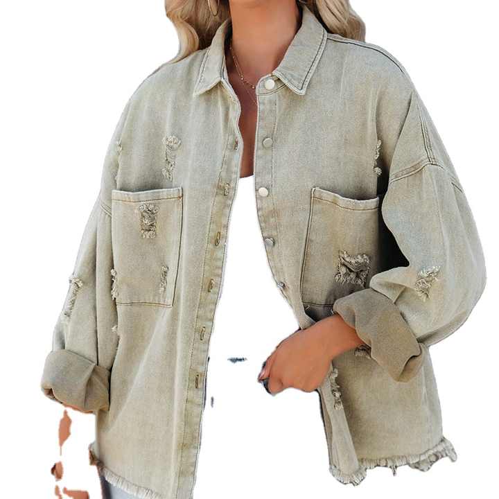 Women denim jacket heavy wash casual cardigan multi color ladies jacket ...