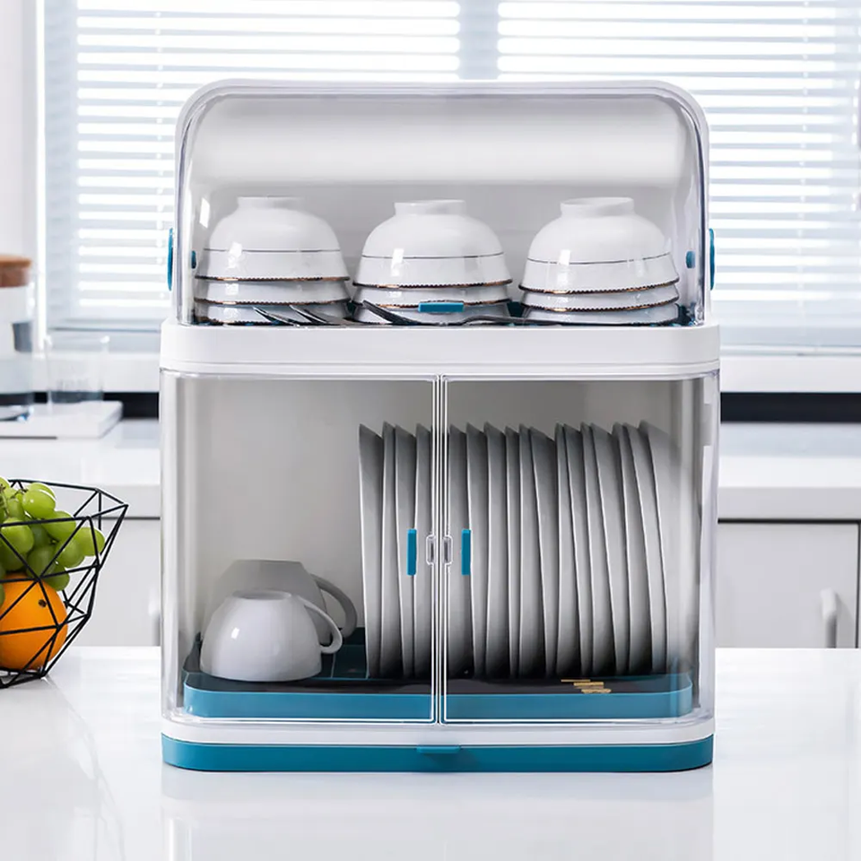Double Layered Portable Kitchen Bowl Dish Cup Storage Rack