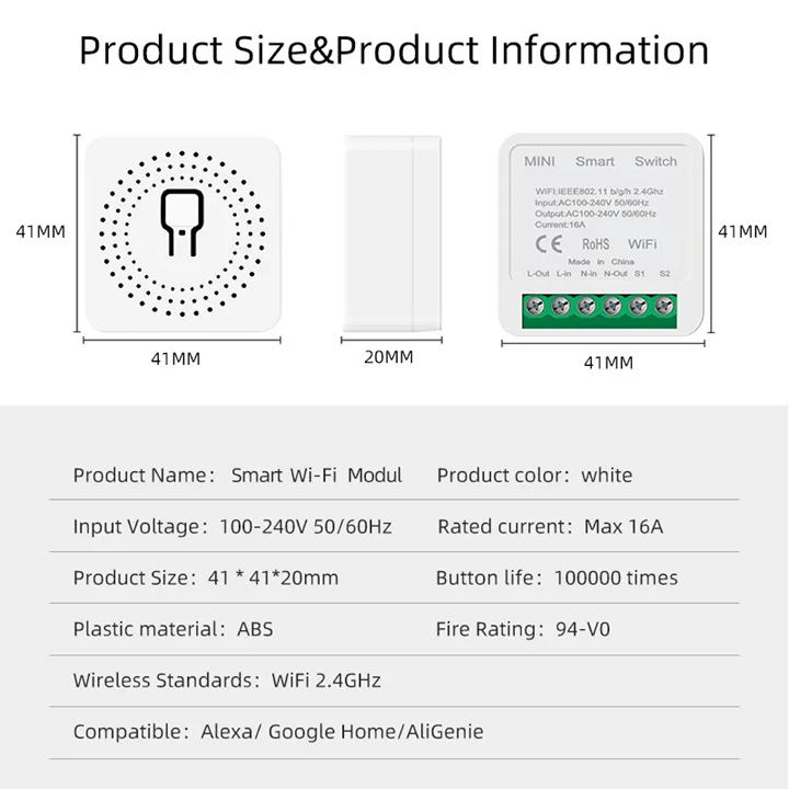 HONI WIFI & ZIGBEE MINI SMART SWITCH 1CH 2CH 3CH 4CH 5A 10A 16A ABS ...