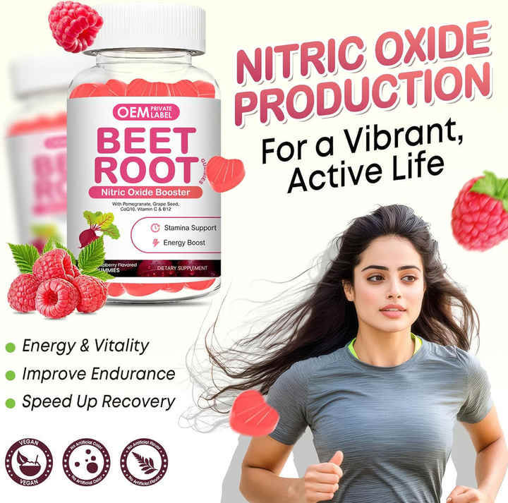 OEM Beetroot Gummies with COQ10 & Pomegranate - Nitric Oxide Supplement ...