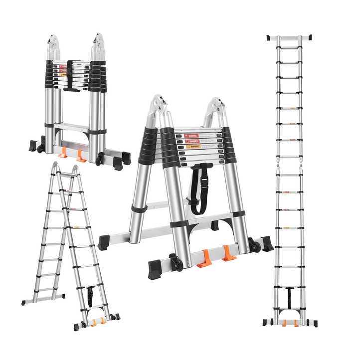Telescoping a Frame Folding Ladder Aluminum Alloy Lightweight Extension ...