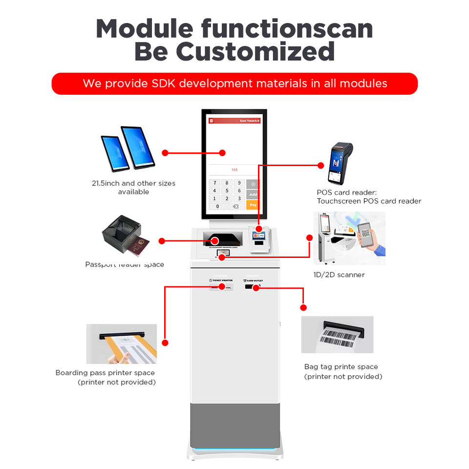 Self Service Passport Scanner Boarding Pass Printing Machine Floor ...