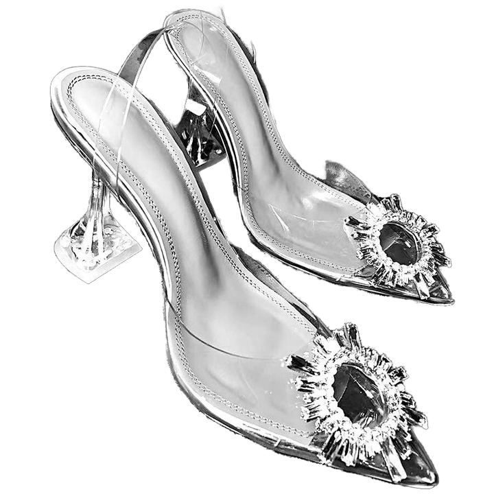 Wholesale Heeled Sandals Bling Diamond Rhinestone Sunflower Pvc Clear ...