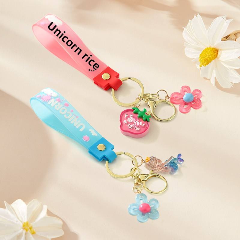 Jelly Transparent Color Soft Crystal unicorn Keychain Creative Small ...