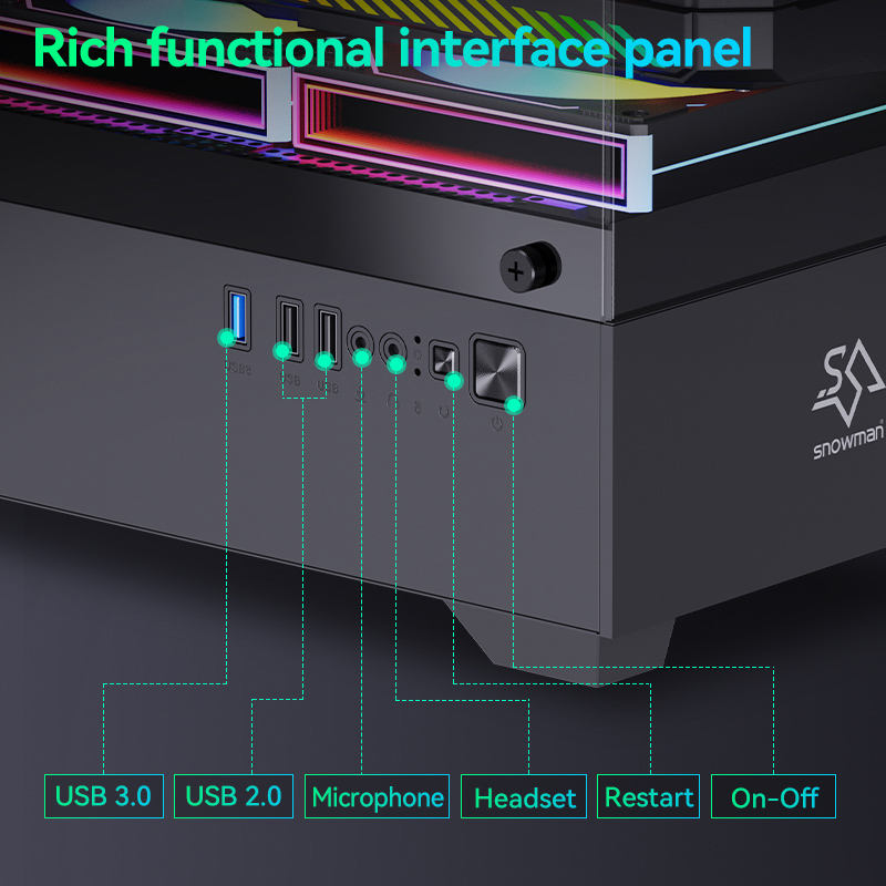 Snowman Gaming MATX VERTICAL Computer Case with Glass Side Panel ...