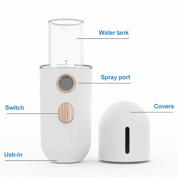 Handheld Mini Facial Steamer Rechargeable Nano Mist Spray Face Steamer ...