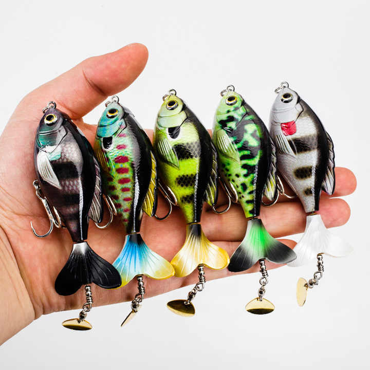 9.5cm Propeller Tractor Fishing Lure Spin Bait Minnow Whopper Popper ...