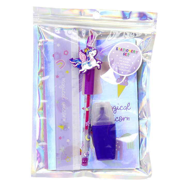 Magical Unicorn Stationery Set for Kids Gel Pen Ruler Notebook ...