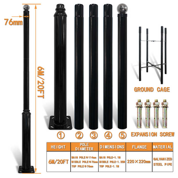 Spliced Street Light Pole - 6M Solar Design for Easy Transport