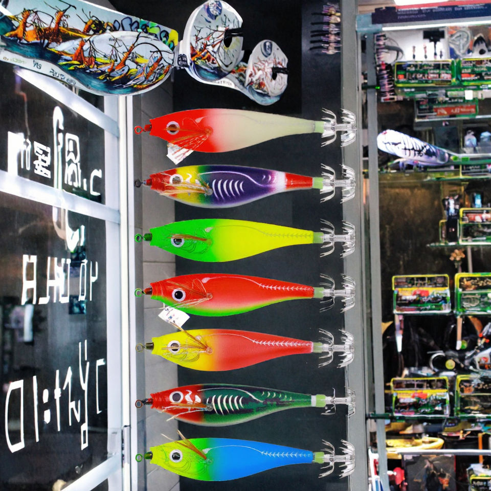 9.5cm 10g 7 Luminous Squid Bait Wood Shrimp Lure ABS Plastic Fishing ...