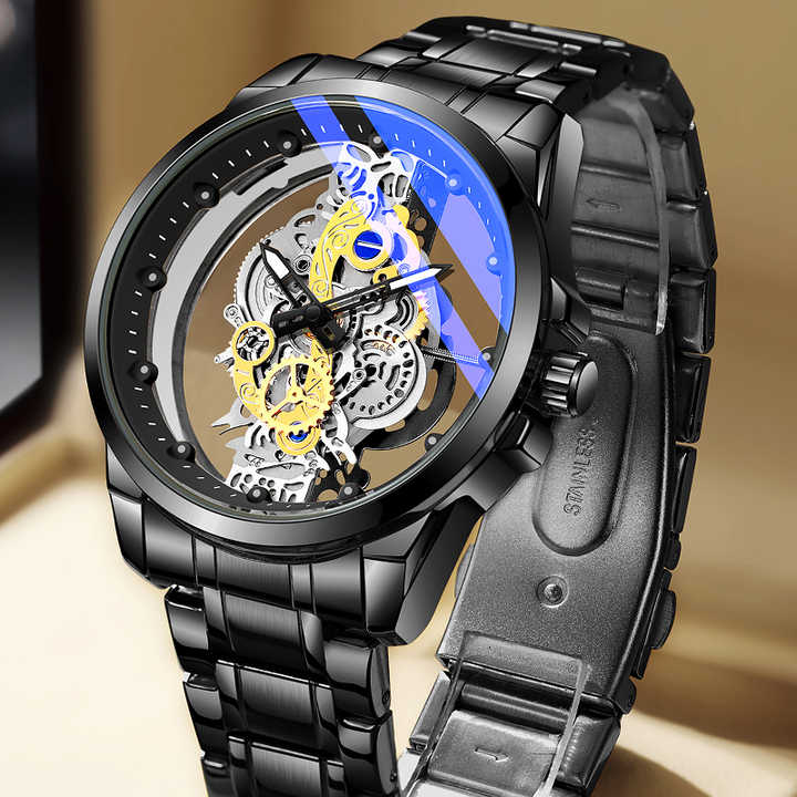 Shop Our New Design Luxury Skeleton Black Wrist Watches
