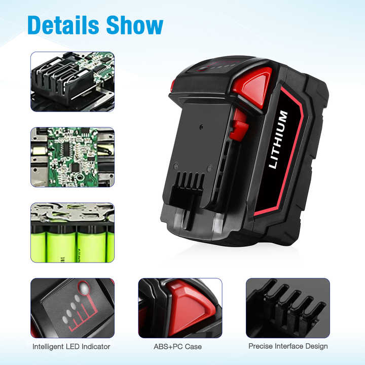 6000mAh 18Volt Power Tool Li-ion Rechargeable Battery Packs Lithium Ion Batteries for Battery M ...