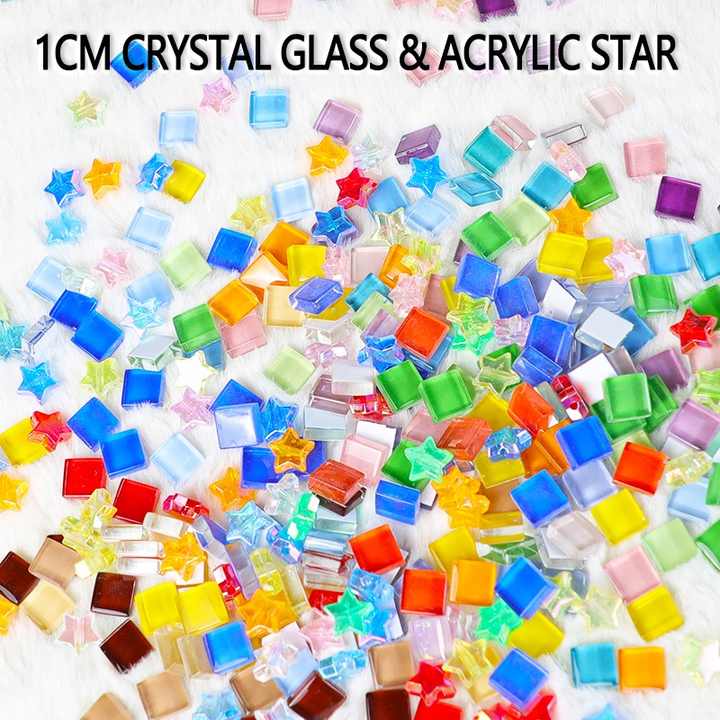 DIY Mosaic Crystal Glass Tile With Star Acrylic Insert Hobby Craft Tile ...