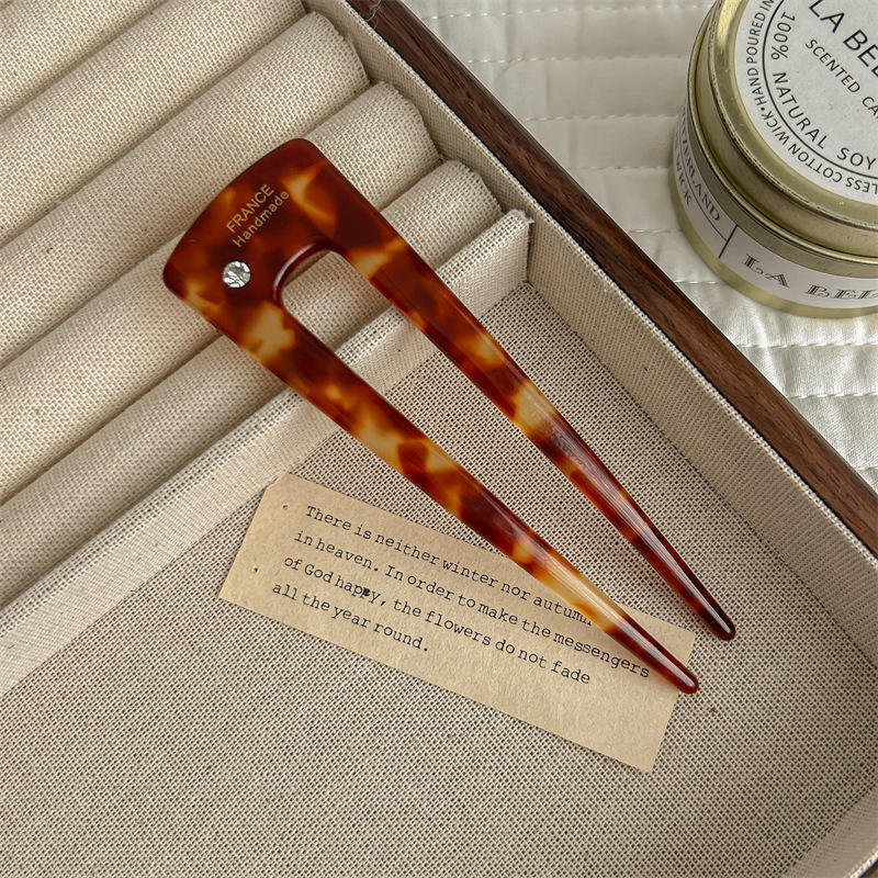 Qianjin Custom Leopard Print Acetate U-shaped Hair Fork Elegant New ...