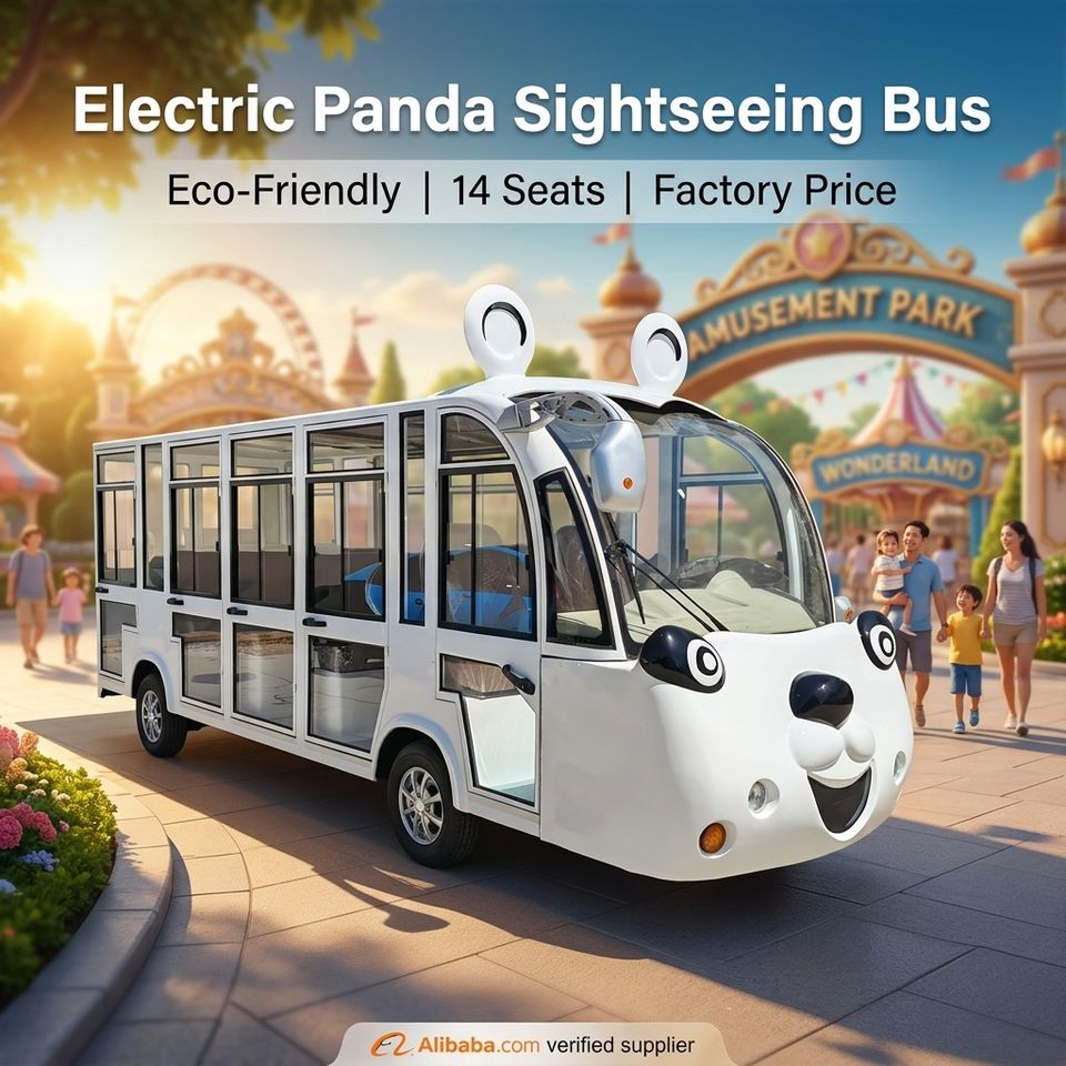 New Design Full Closed Cartoon Panda Electric Tour Bus 8/11/14 Seater ...
